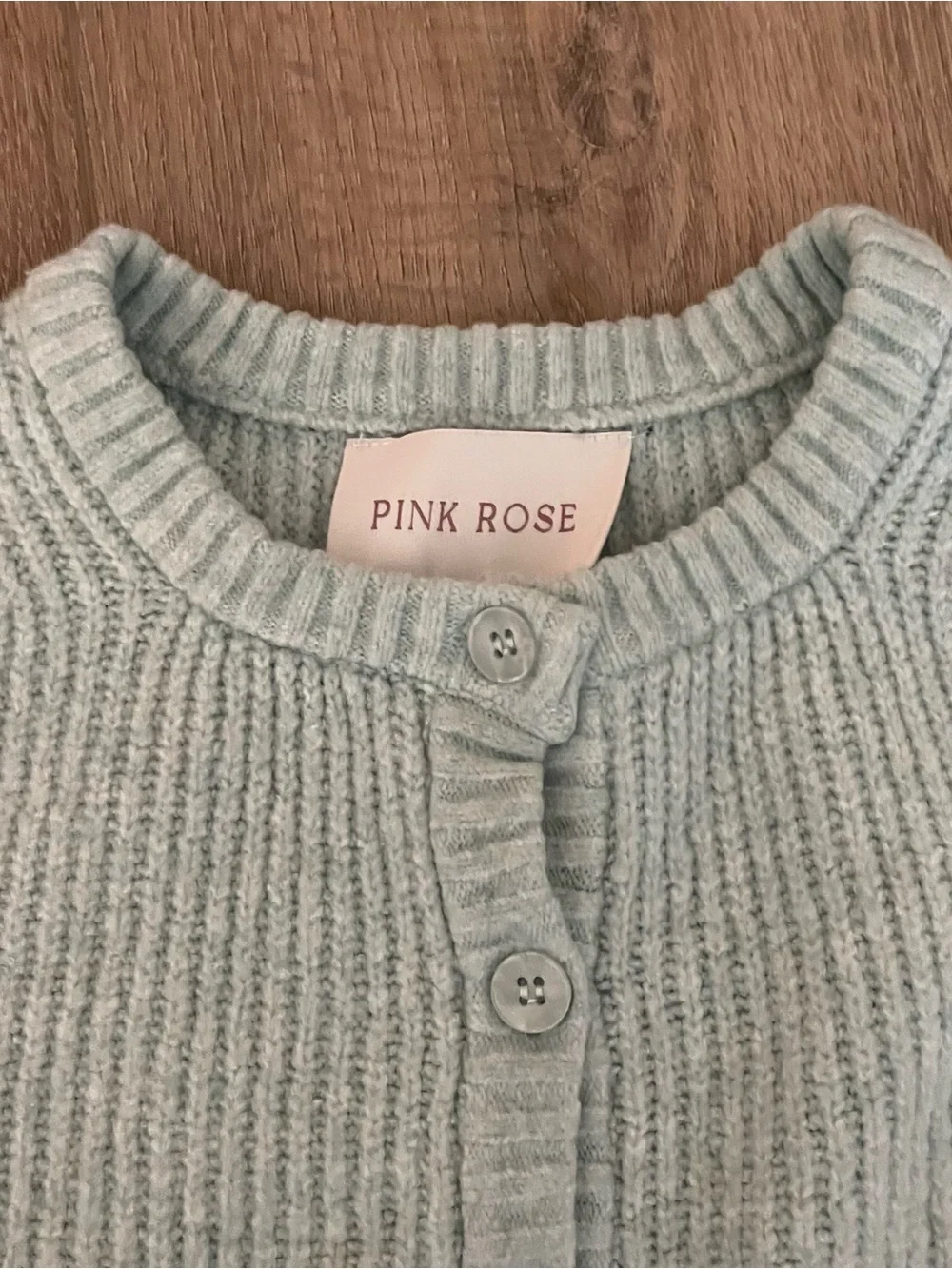 Pink Rose | Sweaters | Pink Rose Mint Green Buttonfront Chunky Knit ...